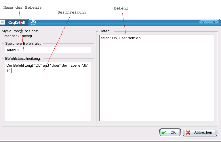 Speichern und Verwalten von SQL-Befehlen